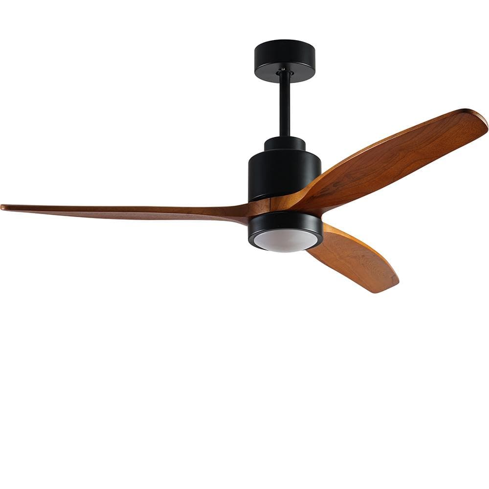 MODERN HABITAT Blade Span 52 in. Indoor Walnut Wood Blades Black Modern ...