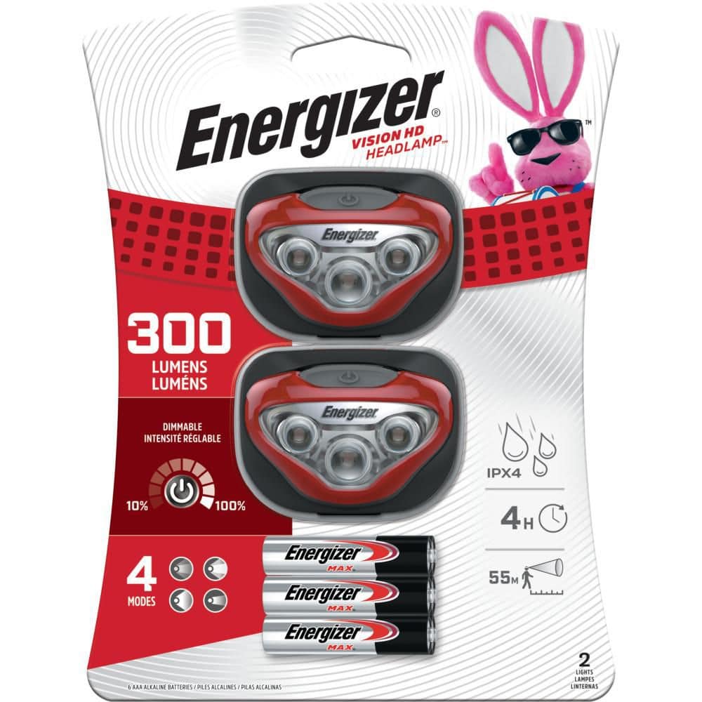 Energizer Vision HD LED Headlamp 2-Pack E304151600 - The Home Depot