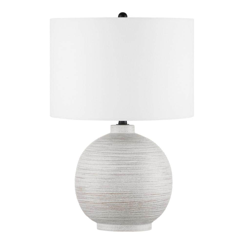 Hampton Bay Linsbury White Ceramic 22.5 in. Indoor Table Lamp with ...