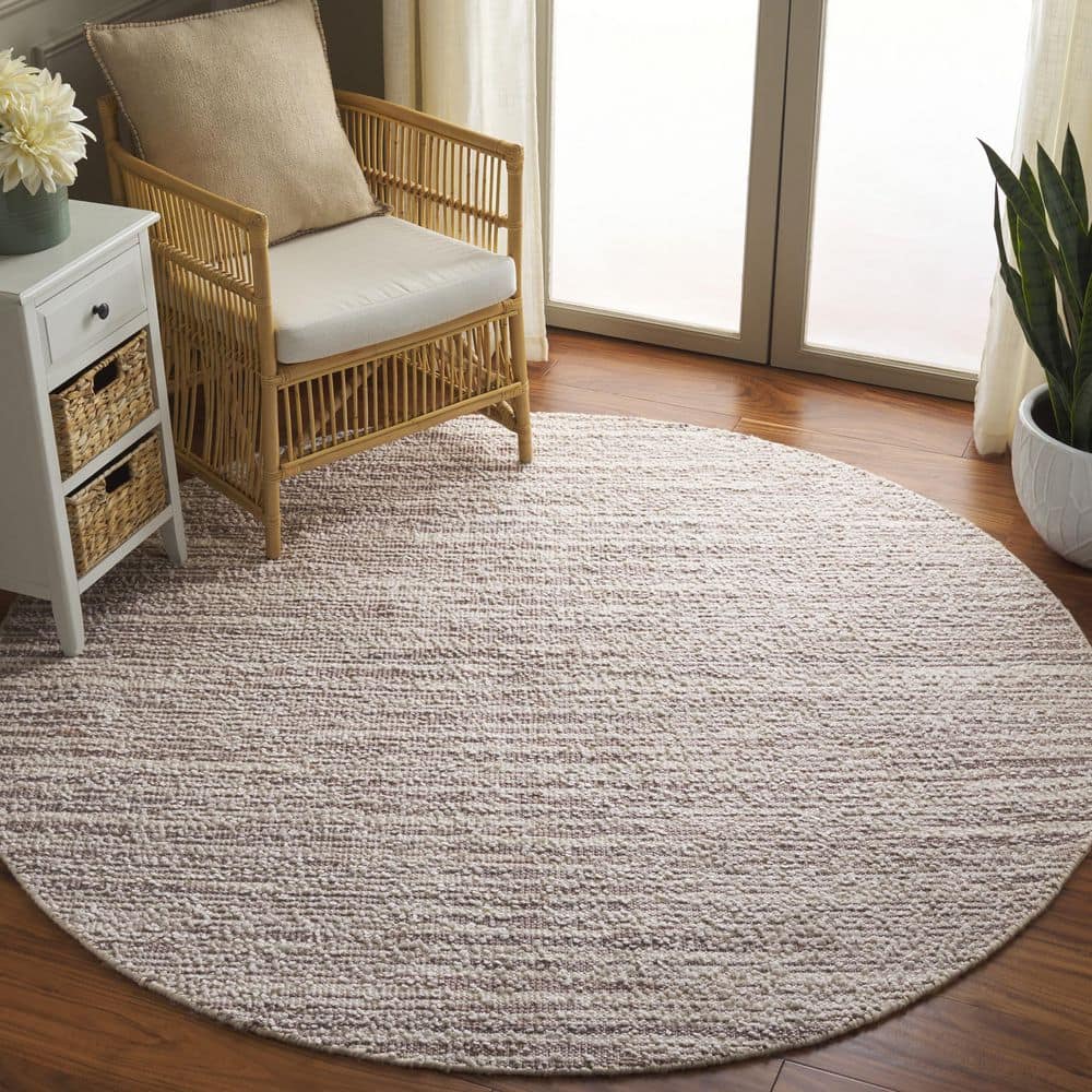 SAFAVIEH Renewal 6 ft. x 6 ft. Gray/Ivory Abstract Striped Round Area ...