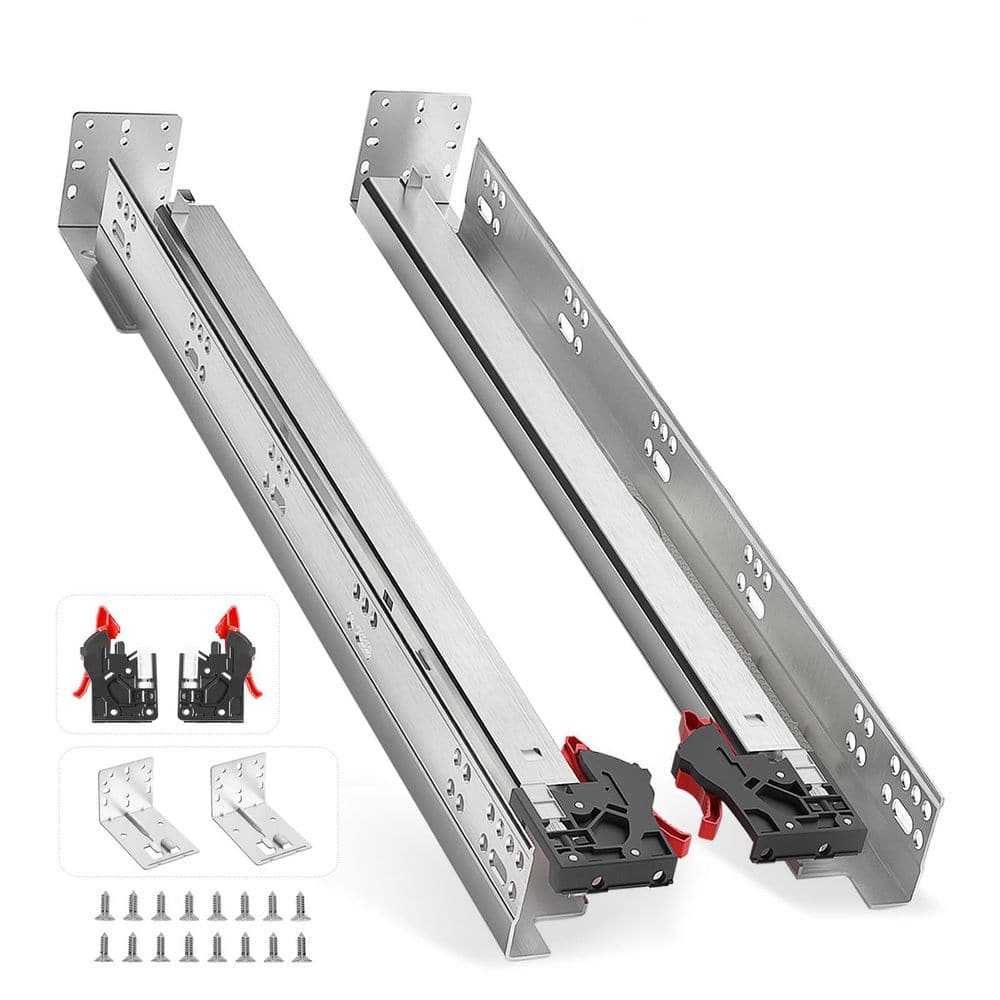 Numhew 1 Pair 12 in. Soft Close Bottom Mount Drawer Slides with Rear ...