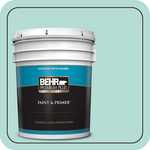 BEHR PREMIUM PLUS 5 gal. #490C-3 Balmy Seas Satin Enamel Exterior Paint ...