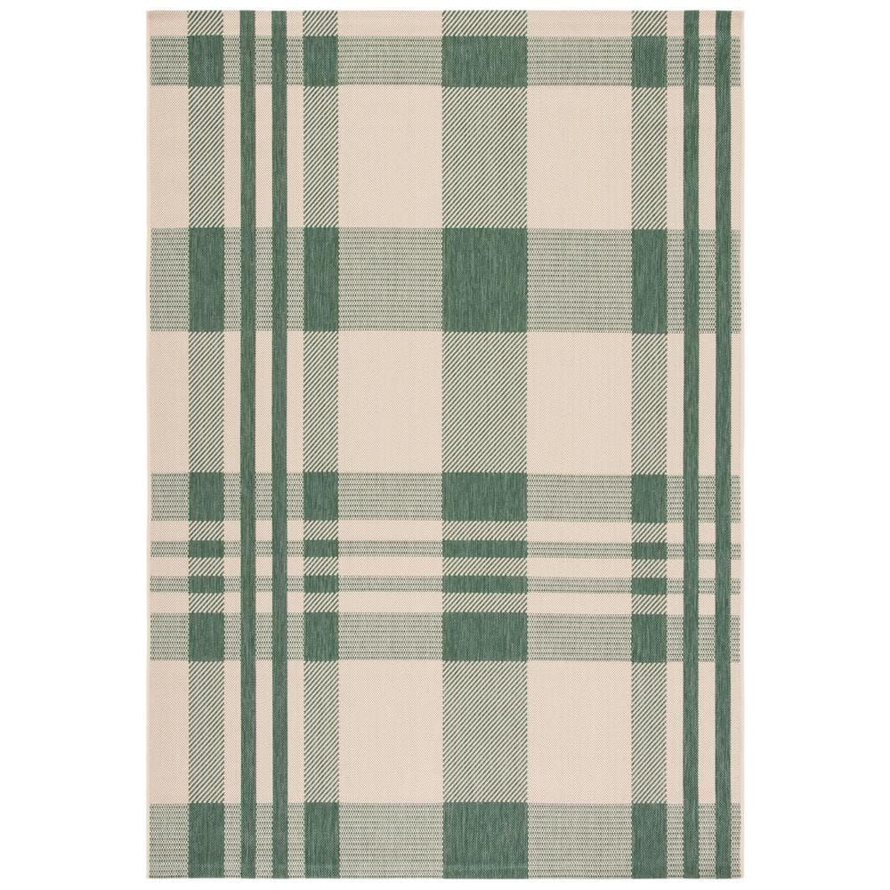 SAFAVIEH Courtyard Green/Beige 4 ft. x 6 ft. Plaid Indoor/Outdoor Patio ...