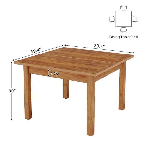 BYBLIGHT RoeslerRectangular Brown Wood Square 39.4 in. 4 Legs Dining Table for 4 Seating Small Kitchen Tables for Dining Room BB F1889YF
