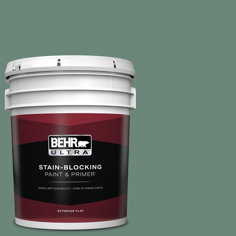 BEHR ULTRA 5 gal. #S420-5 Sycamore Grove Flat Exterior Paint & Primer ...