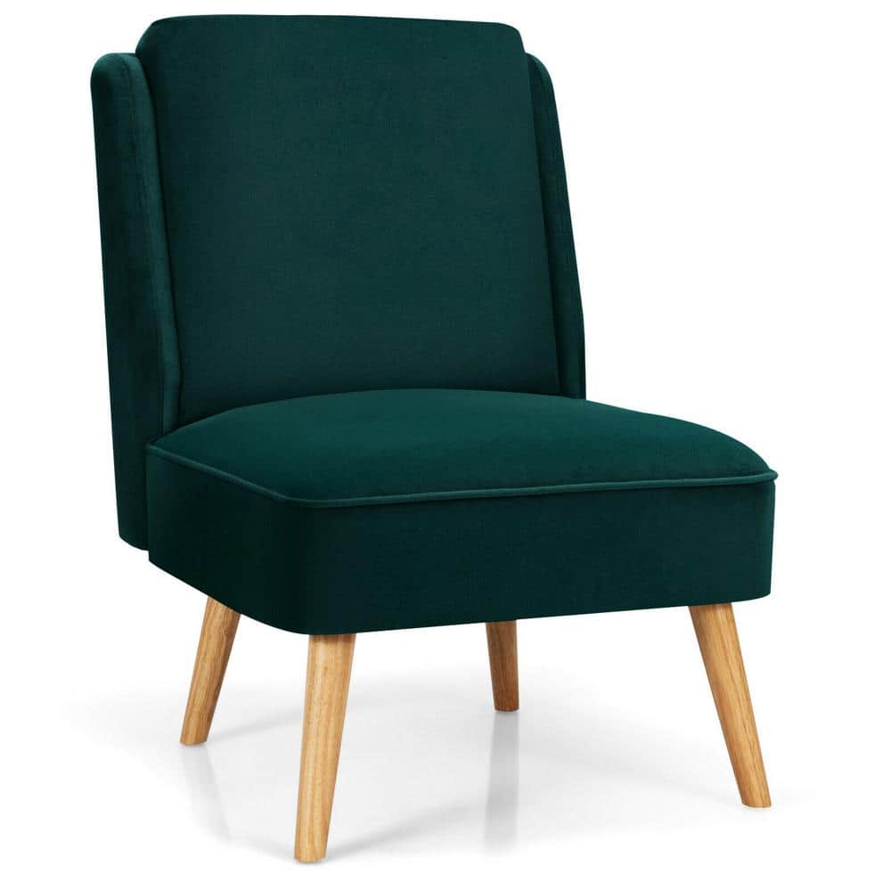 Angeles Home 24 In Green Upholstered Velvet Side Chair With Rubber