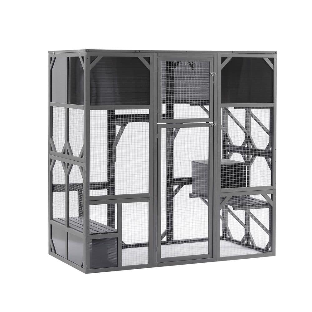 Tatayosi Wood Walk in Cat Cage Enclosure with Super Large Enter Door ...