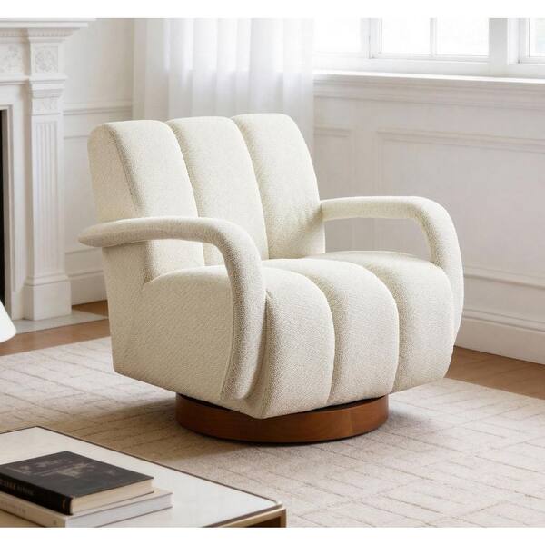 Art Leon Cove White Fabric Swivel Accent Arm Chair SF092-1-WH-F - The ...