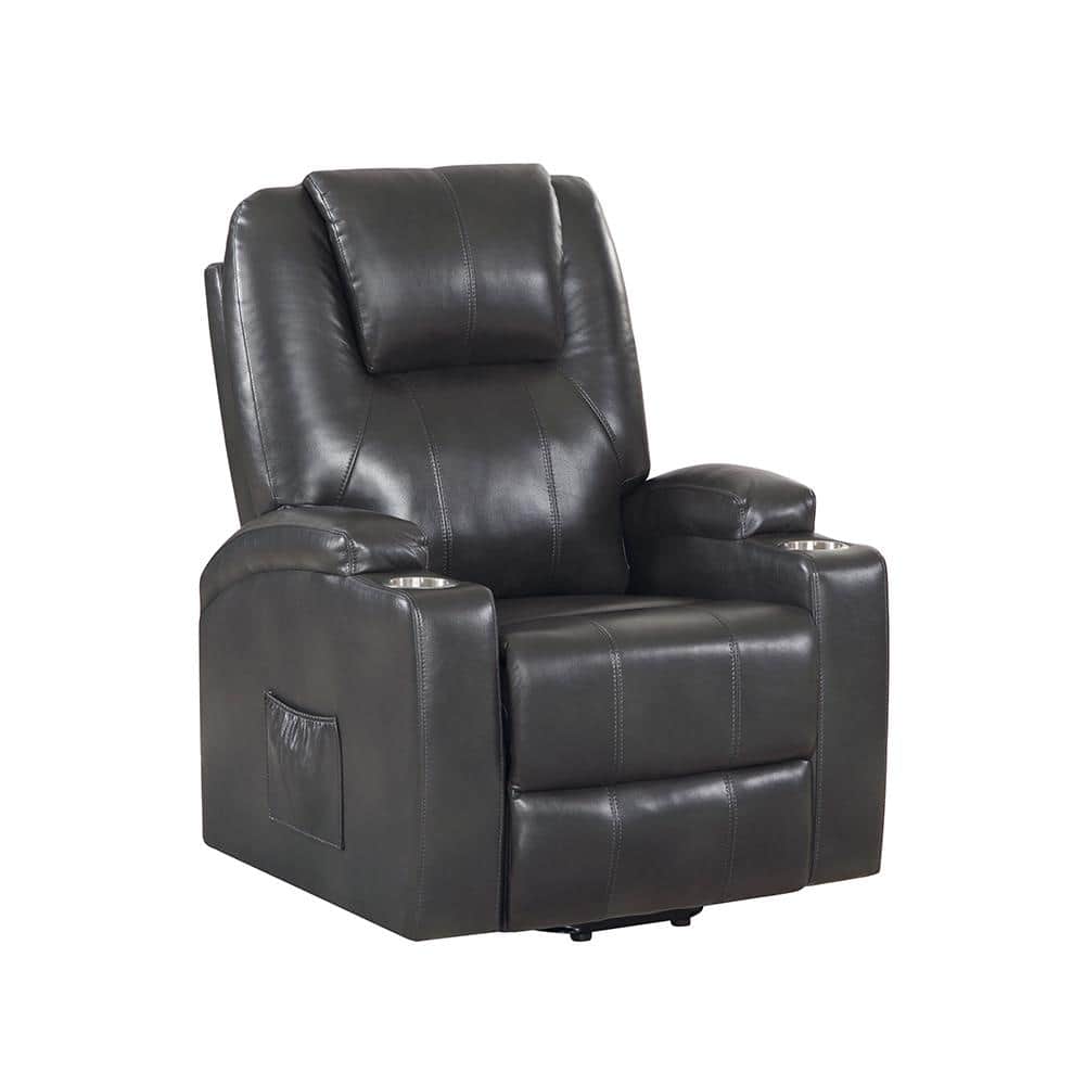 Acme Furniture Evander Gunmetal Leather Aire Leather Swivel Rocker ...