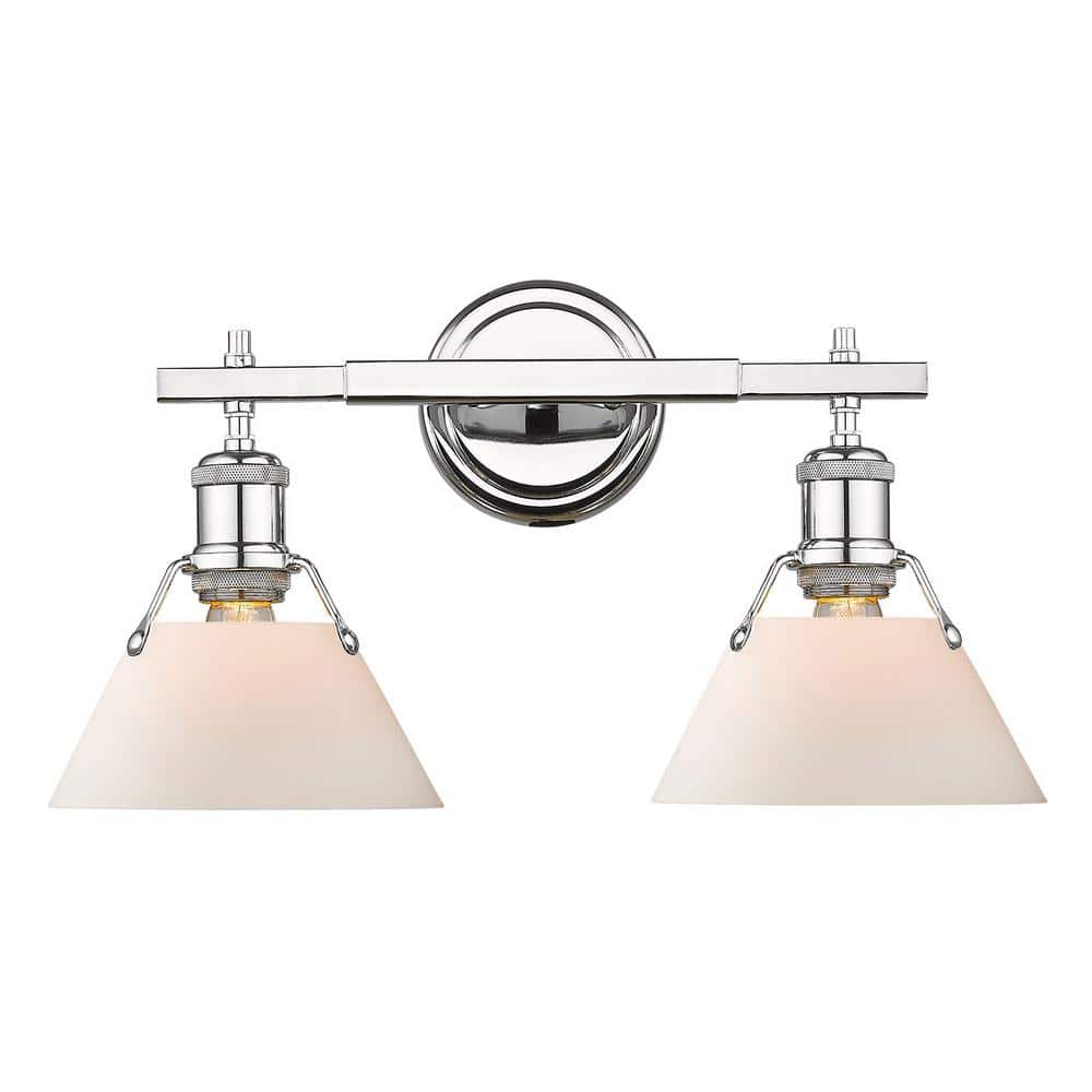 Golden Lighting Orwell 2-Light Chrome with Opal Glass Shade Bath Vanity ...