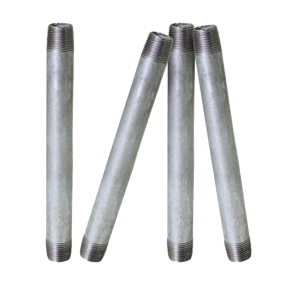PLUMBFLEX 1-1/2 in. x 12 in. Galvanized Steel Nipple Pipe (Pack of 4 ...