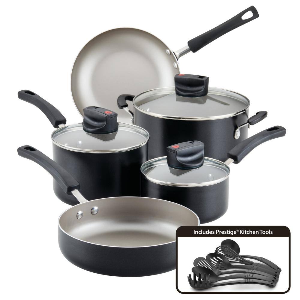 Farberware Black 14-Piece Smart Control Cookware Nonstick Pots and Pans ...