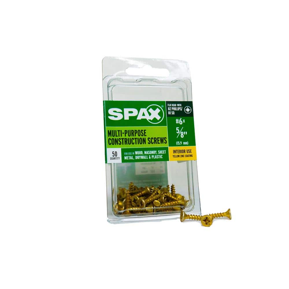 SPAX #6 x 5/8 in. Interior Flat Head Wood Screws Construction Phillips ...