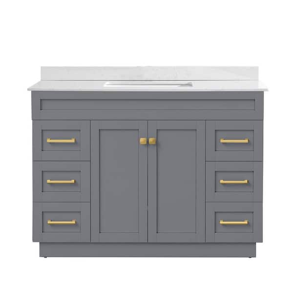 TONYRENA Modern Rustic 48 in Single Sink Freestanding Grey Bath Vanity ...