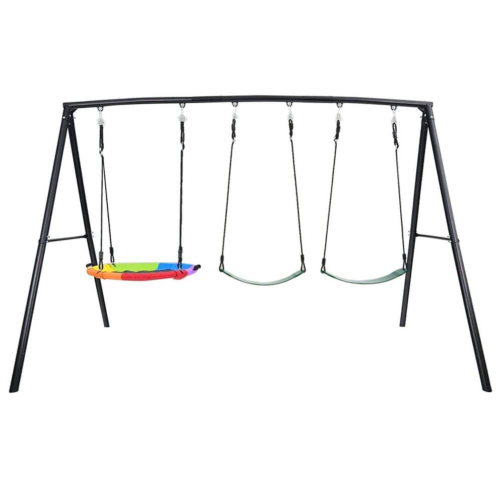 Afoxsos Heavy Duty Metal Saucer and Belt Swing with Saucer Swing, Belt ...
