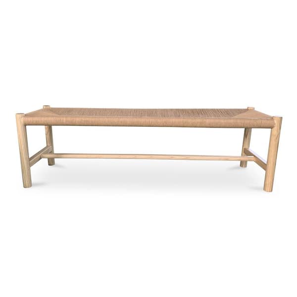 NADAAL STUDIOS Mayor 60 in. Natural Bench Backless with Solid Elm Frame ...