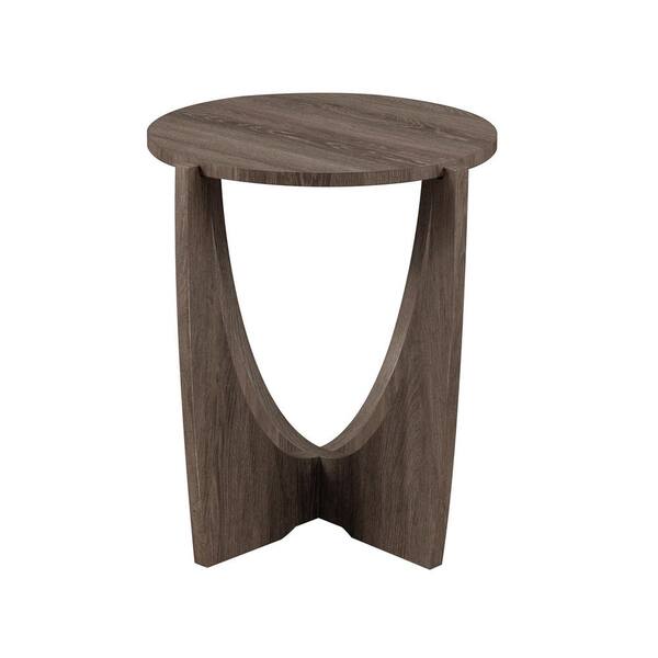 Welwick Designs 19 in. Cerused Ash Round Wood Modern End Table with ...