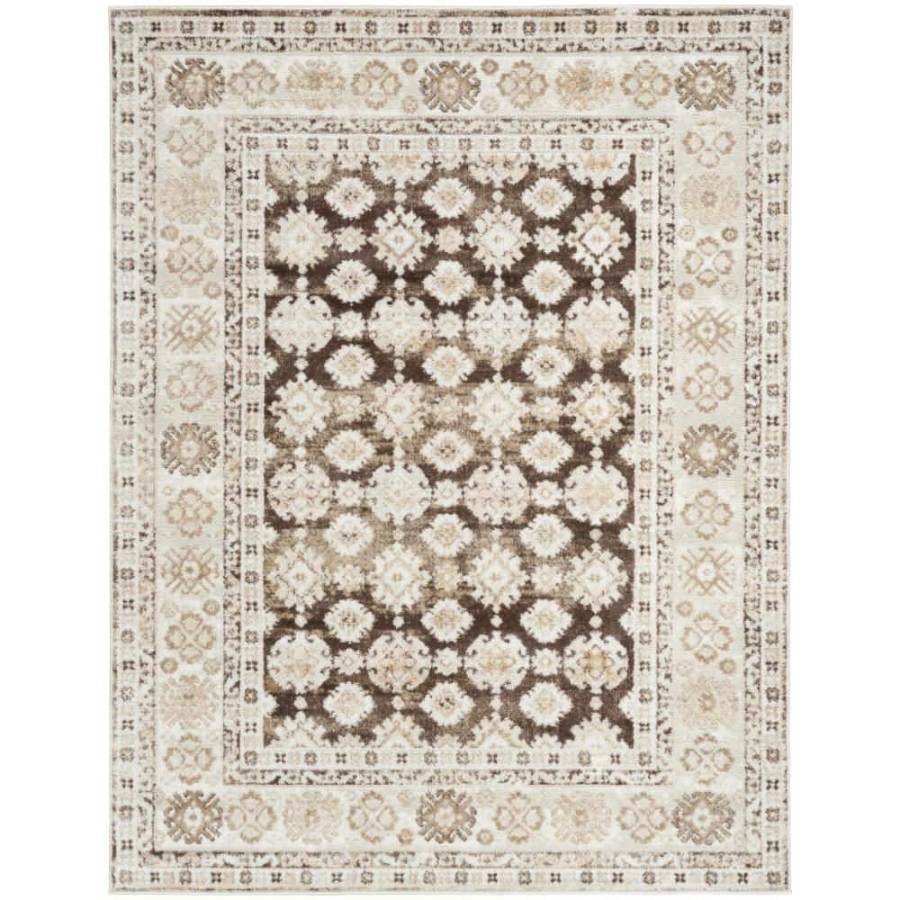 Nourison Dekor Ivory Brown 4 ft. x 6 ft. Medallion Traditional Area Rug ...