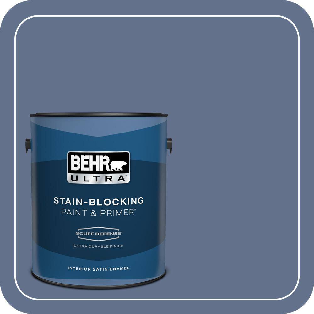 BEHR ULTRA 1 gal. #600F-6 Atlantic Blue Extra Durable Satin Enamel ...