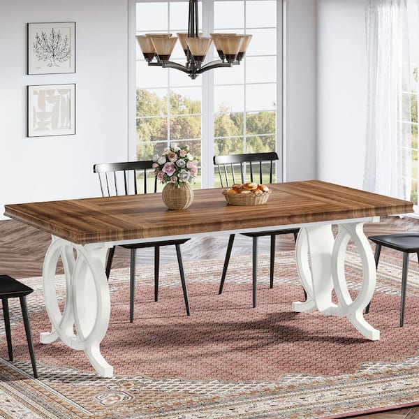 Farmhouse table white and brown store