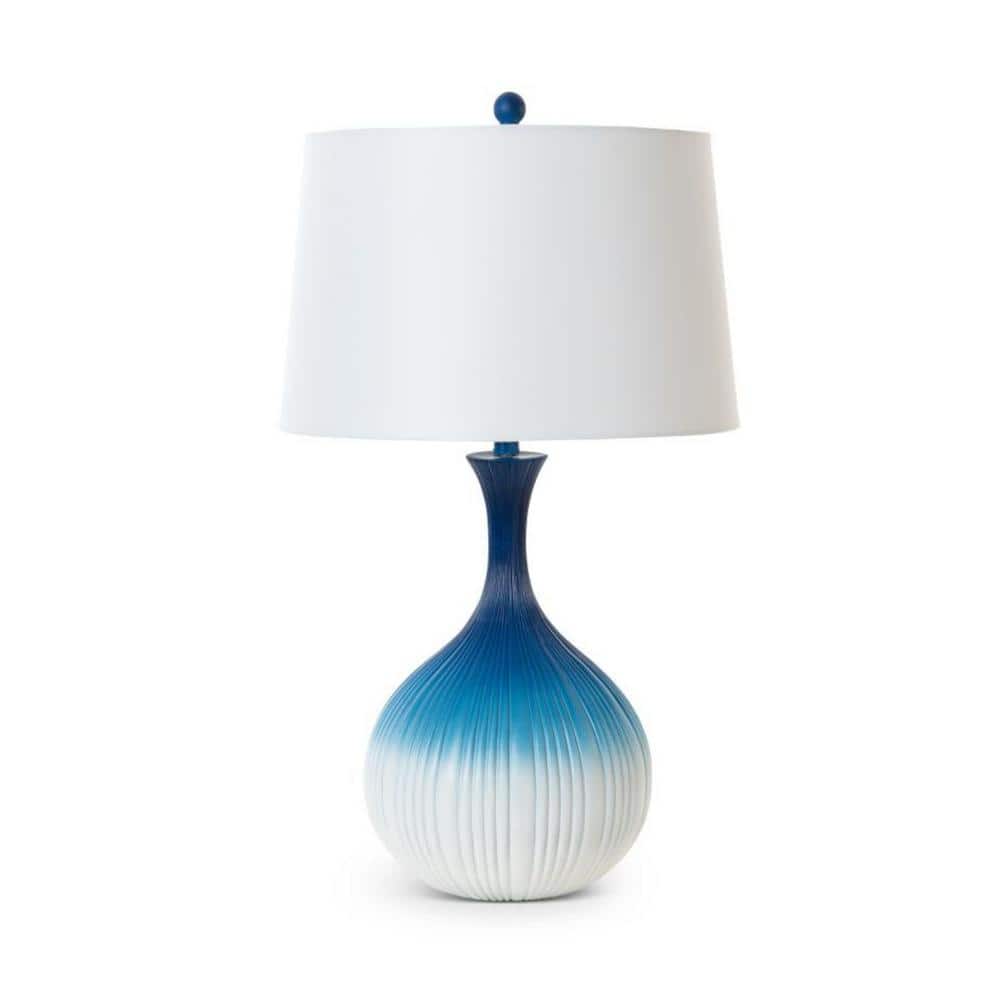 HomeRoots 29.5 in. Blue and White Standard Light Bulb Bedside Table ...