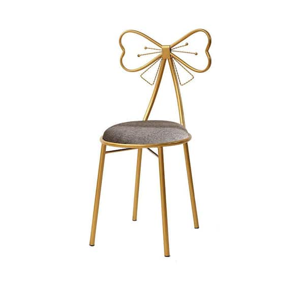 Outopee Gray Butterfly Shape Back Vanity Stool 31.5 in. H x 15.7 in. W ...