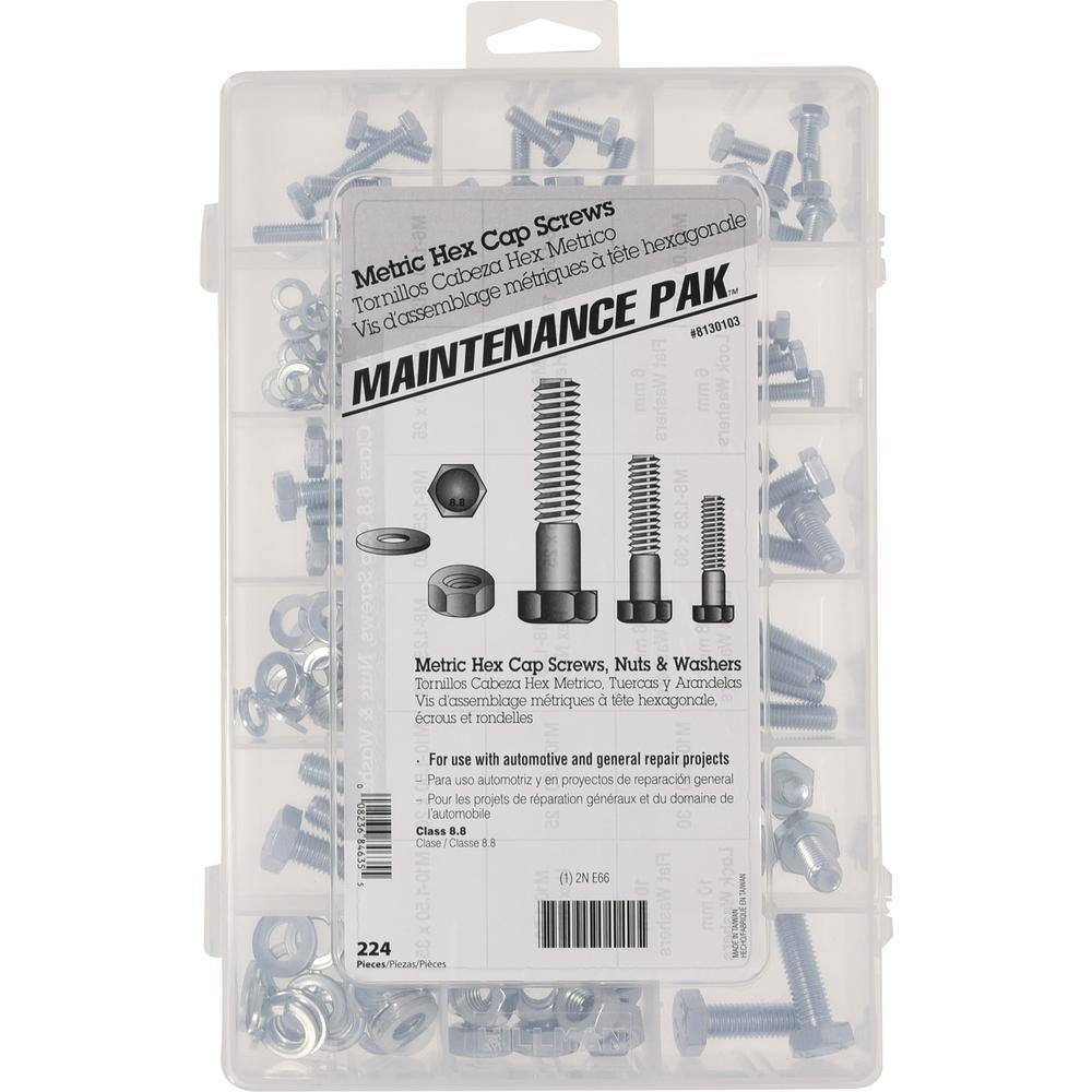 Hillman Zinc Metric Hex Head Cap Screw Assorted Kit (224-Pack) 8130103 ...