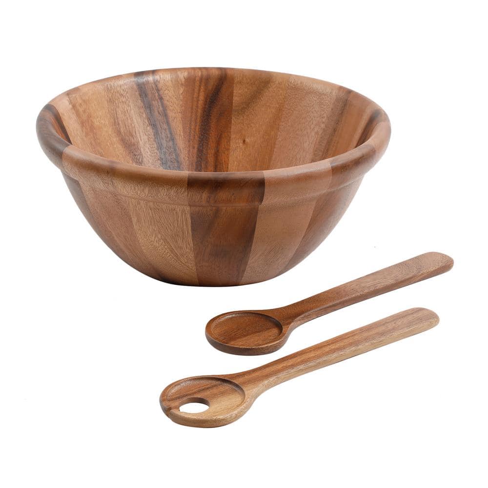 GIBSON elite Walnut 3-Piece Serving Bowl Set 985105293M - The Home Depot