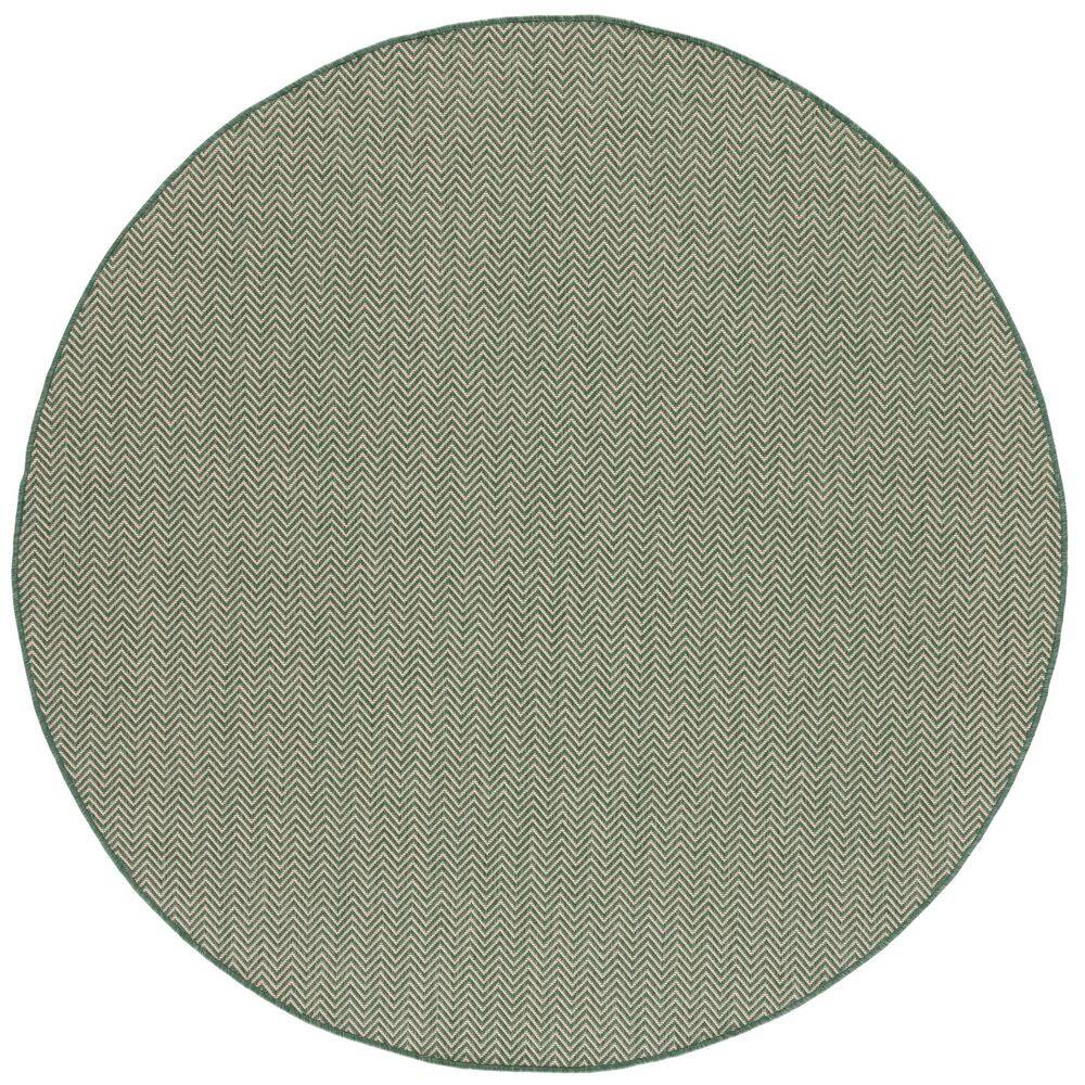 SAFAVIEH Courtyard Dark Green/Beige 7 ft. x 7 ft. Solid Color Chevron ...
