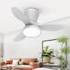 QRMOK 32 in. LED Indoor White Small Ceiling Fan with Light and Remote ...
