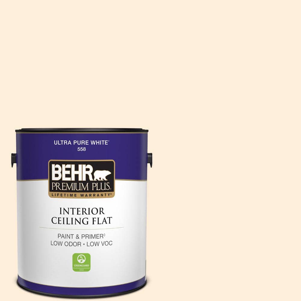 BEHR PREMIUM PLUS 1 gal. #70 Linen White Ceiling Flat Interior Paint ...
