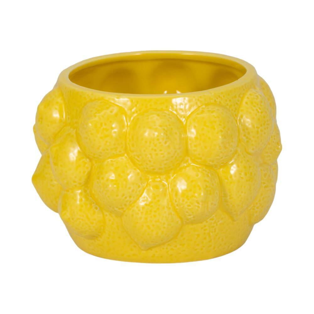 Liv & Skye Yellow Ceramic Sculpted Lemons Design Decorative Planter (7 ...