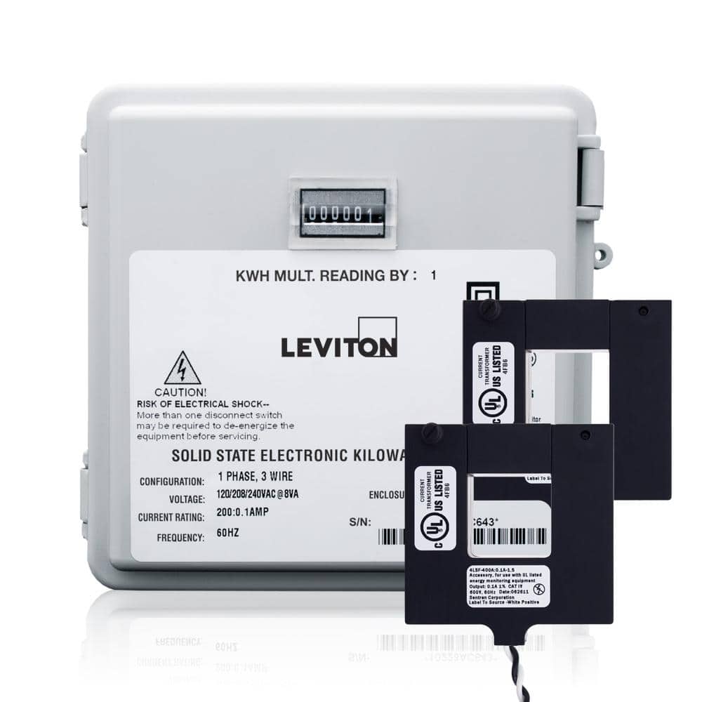 Leviton 200 Amp Mini Meter Kit with 2 Split CTs and Outdoor Enclosure ...