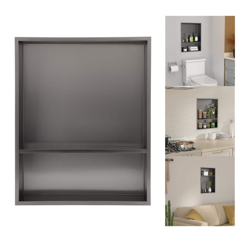LORDEAR 22 in. W x 18 in. H x 4 in. D 18-Gauge Stainless Steel Bathroom ...