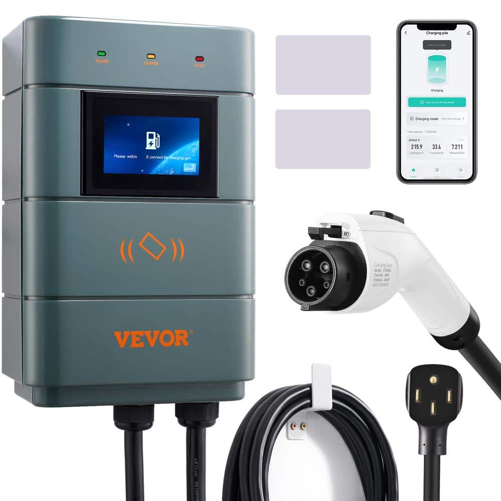 VEVOR 24 ft. 240V Home Outdoor Level 2 EV Charging Station 48 Amp ...