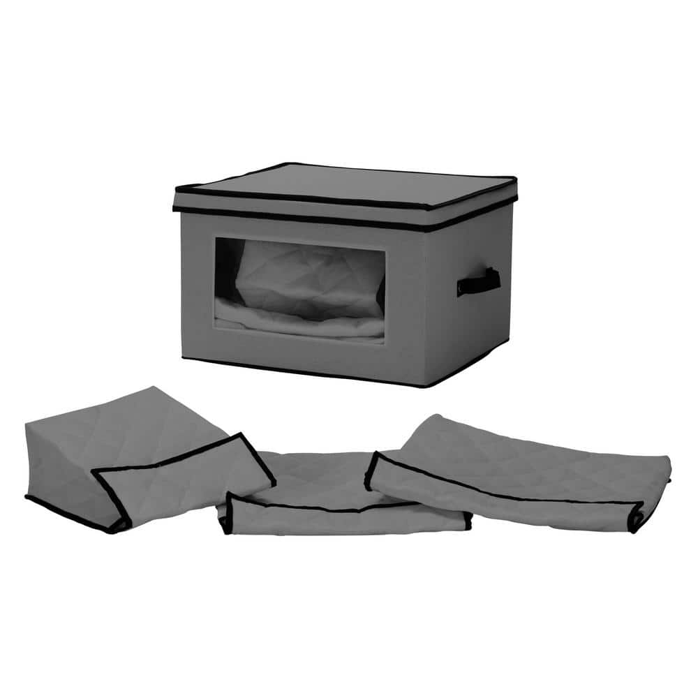 HOUSEHOLD ESSENTIALS 0.8 Gal. Large Serveware Storage Box in Gray 52547 ...