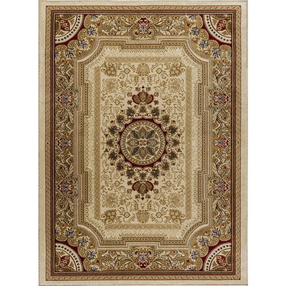 Tayse Rugs Sensation Oriental Ivory 5 ft. x 7 ft. Indoor Area Rug ...