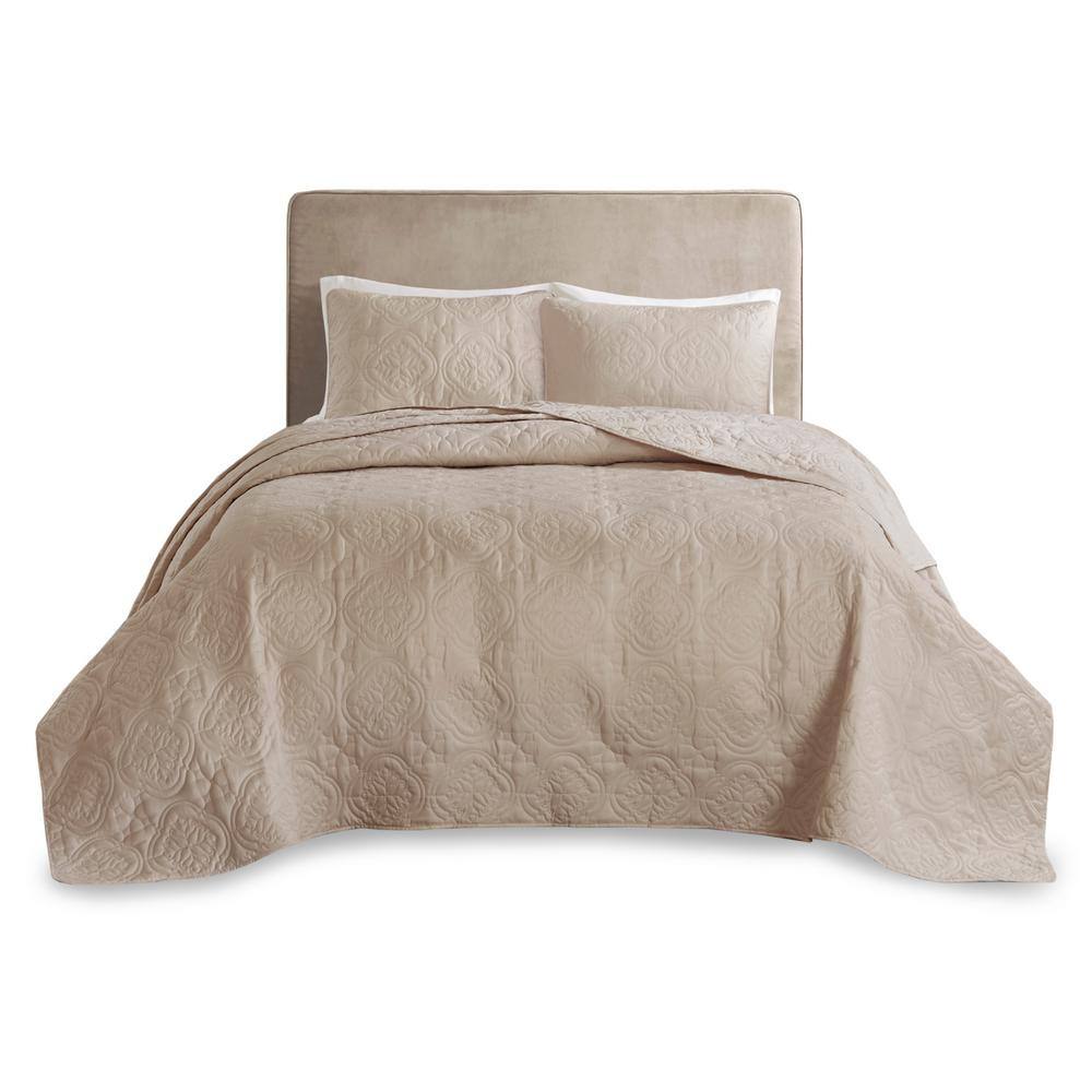 510 Design Hayley 3-Piece Khaki Polyester Full/Queen Reversible Quilt ...