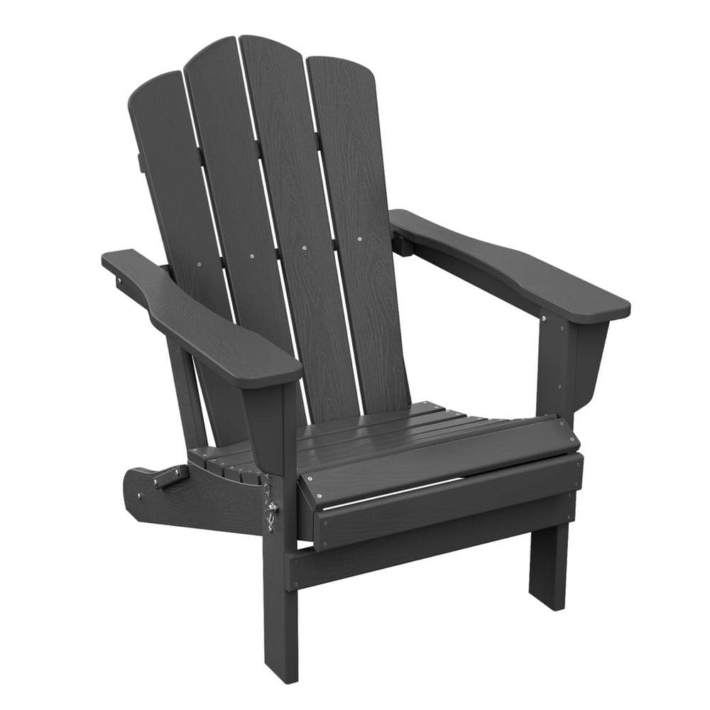 Reviews for JEAREY HDPE Classic Gray Folding Plastic Adirondack Chair ...