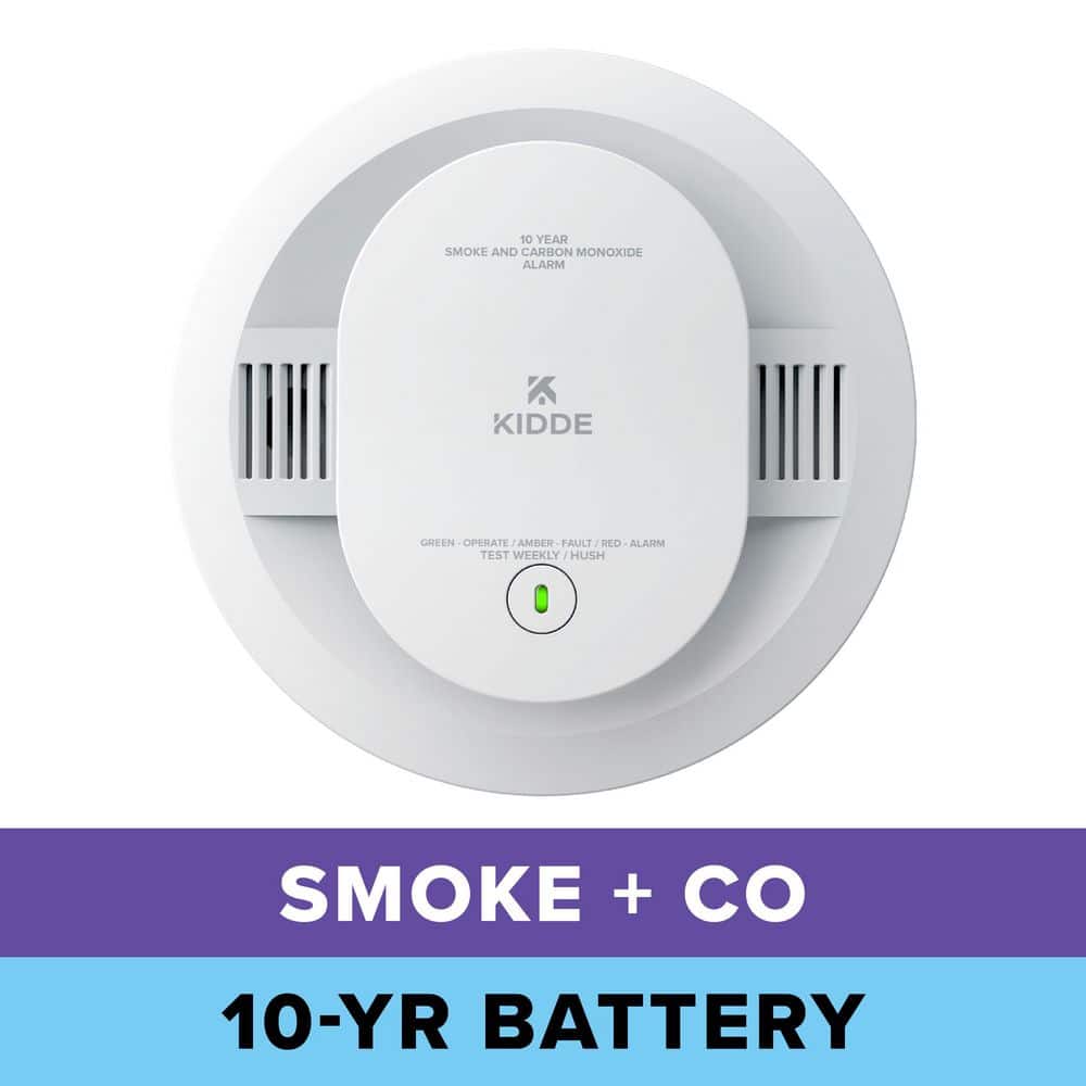 Kidde 10-Year Battery Powered Smoke and Carbon Monoxide Detector with Alarm LED Warning Lights ...