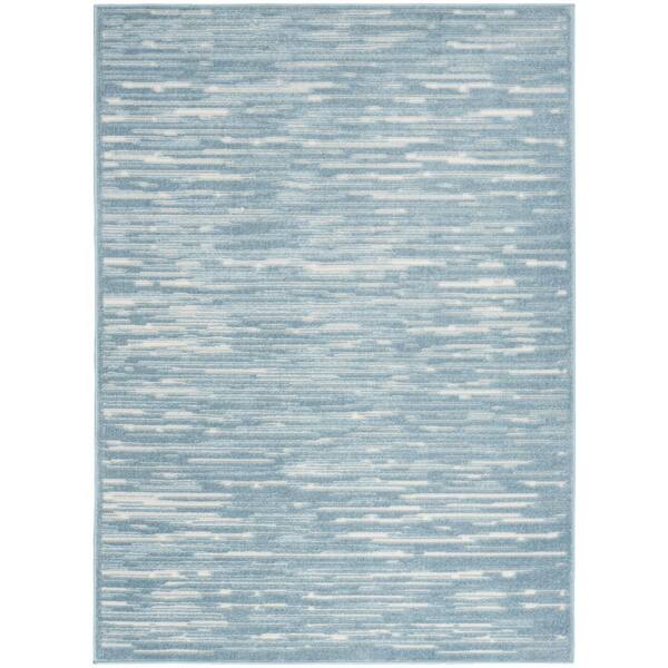 Nourison Casual Blue 7 ft. x 9 ft. Abstract Contemporary Area Rug ...