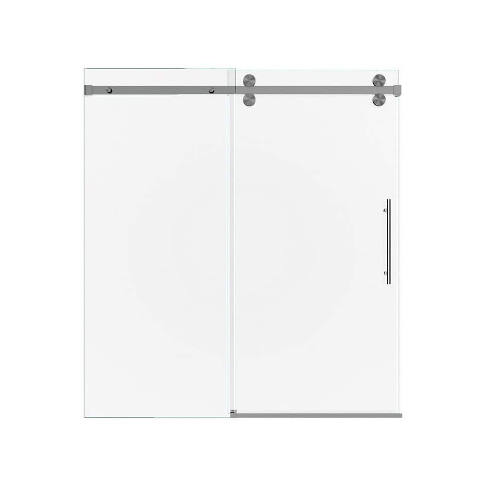 LIVACA 56-60 in. W x 60 in. H Frameless Double-Sliding Tub Door in ...