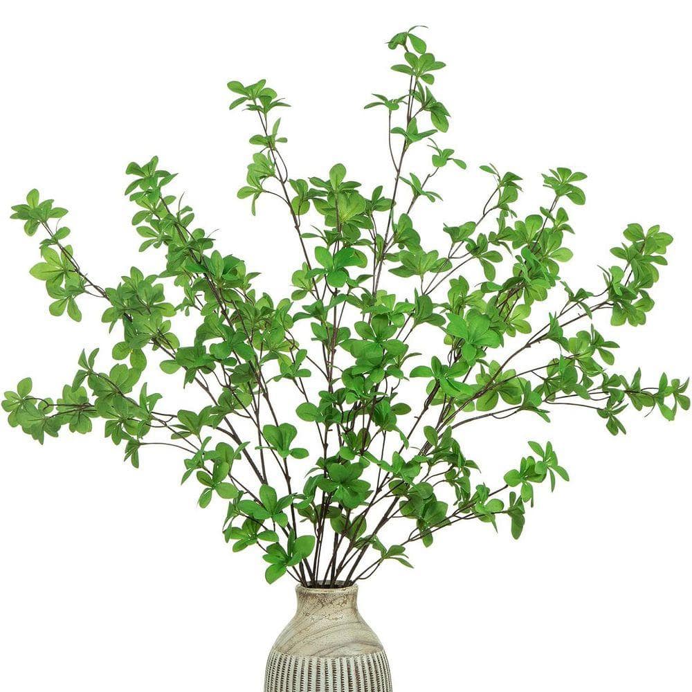 4-Piece 32.3 in. Green Artificial Leaf Fake Greenery Stems Faux ...