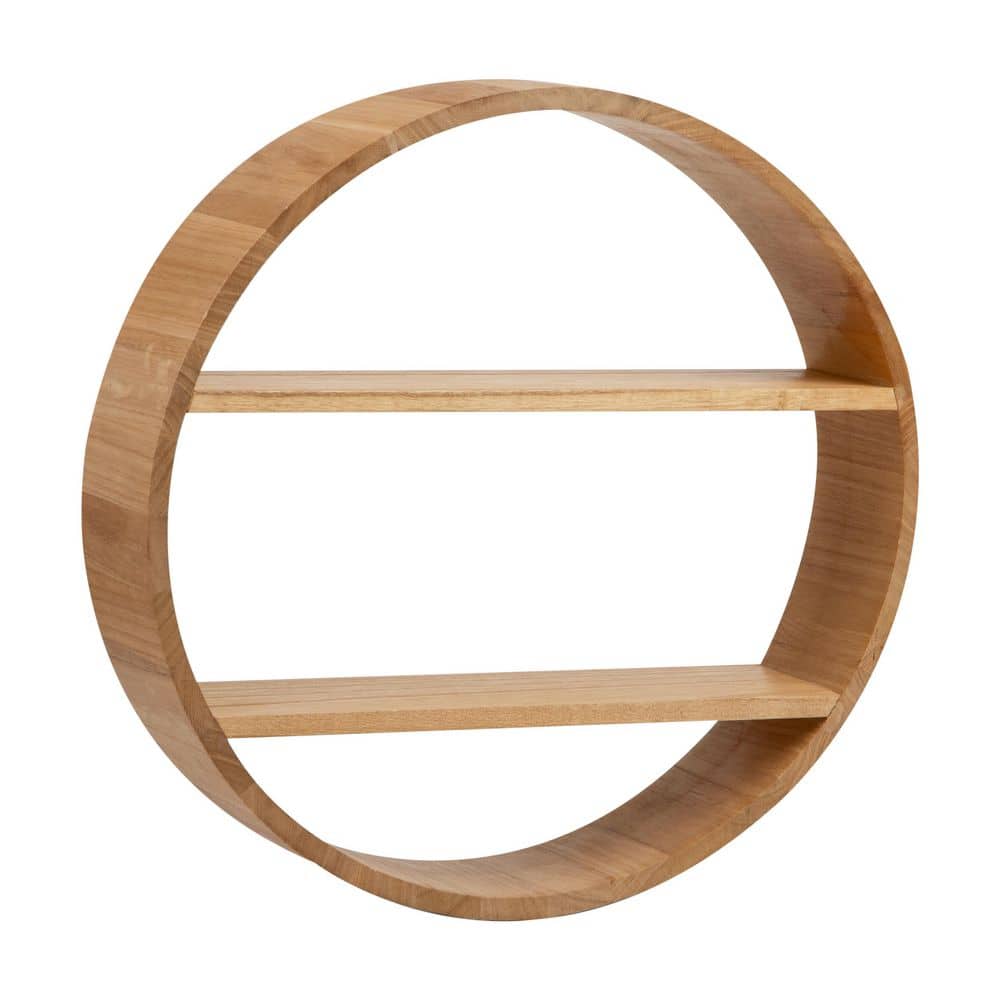 Mind Reader 4 in. W x 18 in. D Brown Bamboo Circular Floating Shelves, Wall Decor, Decorative ...