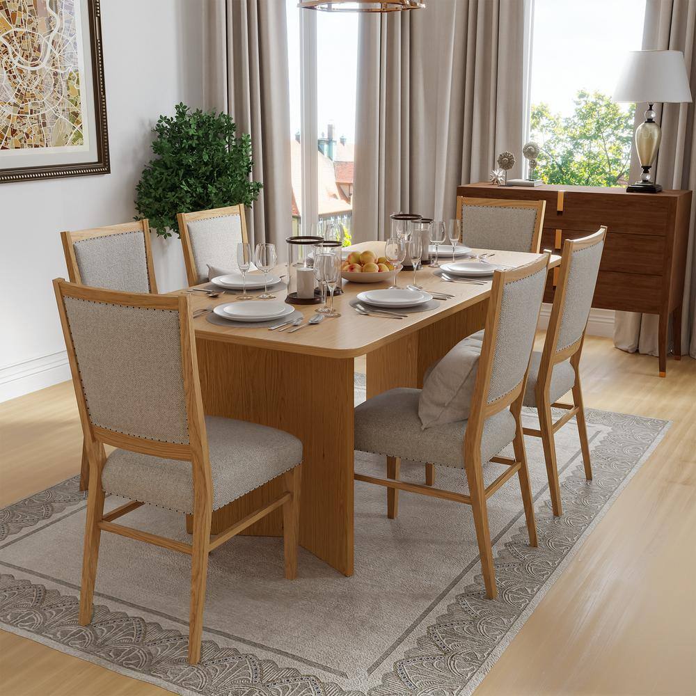 Reviews for Brix Modern Rectangle Oak Wood Top 67 in. Double Pedestal ...