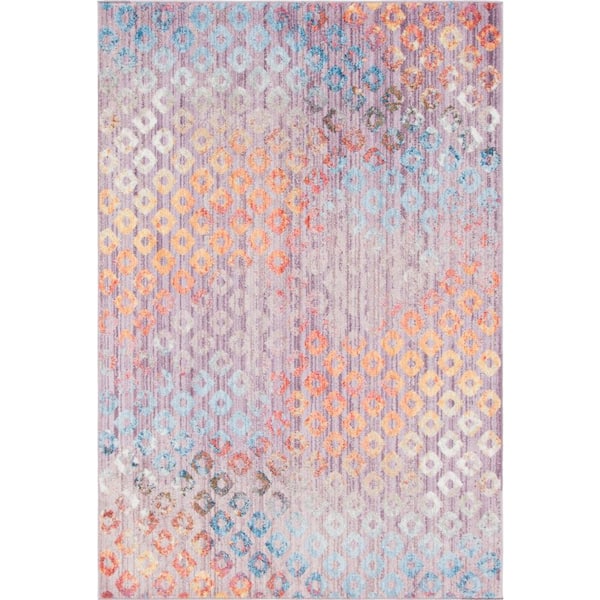 Unique Loom Lilac 5 ft. 3 in. x 7 ft. 9 in. Rainbow Area Rug 3142626