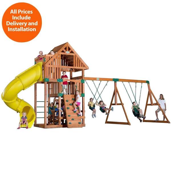 Backyard Discovery Installed Excursion All Cedar Swing Set 54283coma ...