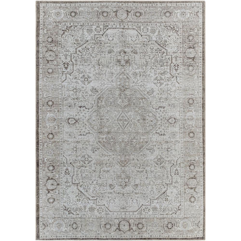 Livabliss Kali Taupe Doormat 2 ft. x 3 ft. Indoor Machine-Washable Area ...