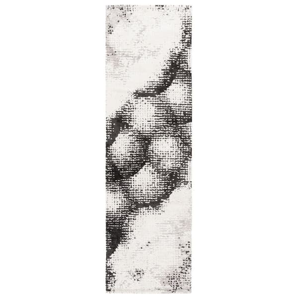 SAFAVIEH Audrey 2 ft. x 8 ft. Gray/Ivory Abstract Monochrome Runner Rug ...