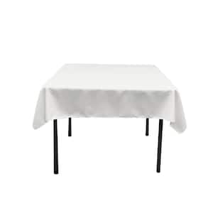 LA Linen 90 in. x 132 in. Black Polyester Poplin Rectangular Tablecloth ...